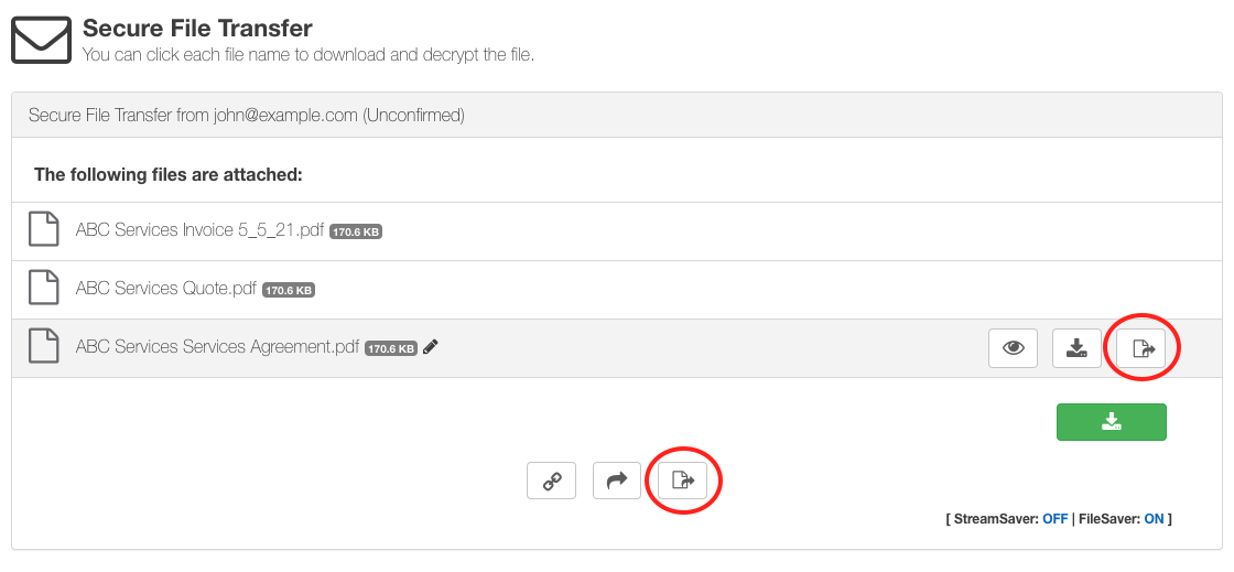 Storing Secure File Transfers in a Workspace